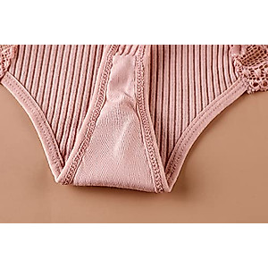 Justgoo Womens Sexy Thongs Lace Panties Underwear Cotton Low Rise Underpants Pack of 5