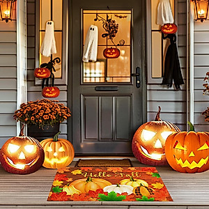 Hello Fall Welcome Mat for Front Maple Leaf Pumpkin Doormat Non-Slip Entrance Mat for Home Bedroom Living Room Outside Yard Floor Patio 17.9" x 29.9"