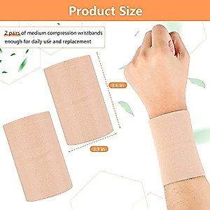 SATINIOR 2 Pairs Compression Wrist Sleeve Compression Wrist Brace Wrist Supports Wrist Wraps Elastic Wristbands for Men and Women Tennis, Tendonitis, Carpal Tunnel (Beige, Medium)