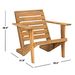 Safavieh PAT6746A Outdoor Collection Lanty Teak Adirondack Side Chair, Natural