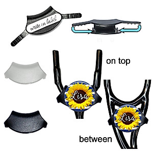 Navy Stripe Sunflower Yoke Stethoscope Tag - Adjustable Steth Id Personalized with Name Monogram Occupation Title - Floral Nurse Gift