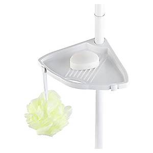 WENKO, White, Tension Pole, Caddy, Corner Shower Storage, 4 Shelves, 4 Hooks, Dimensions 10.2 x 30.7-108.3 x 7.7 108.3 x 7.7 inch