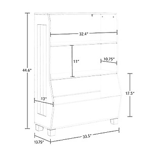 RiverRidge Kids 34" Bookcase with Toy Organizer, White
