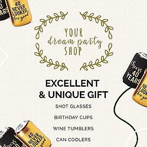 Cheers to 40 Years and 1 Metallic Gold 40 Never Looked So Good Birthday Party Can Coolies, Set of 12, Black and Gold 40th Birthday Cooler, Perfect for Birthday Parties or Birthday Decorations