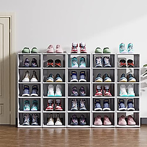 KOUPA 6-Tier Shoe Rack Storage Organizer，Stackable and Adjustable Multi-Function shoe boxes，Space Saving Shoe Shelf Bins ,Extra Large Capacity, Shoe Cubby（Grey）
