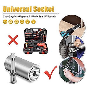 XSEYE Gifts for Men, Universal Socket with Power Drill Adapter, Man Dad Gifts for Husband, Unique Tools for Him, Cool Gadgets for Handyman Mechanic Electrician, Anniversary Birthday Gift for Boyfriend