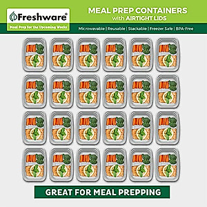 Freshware Meal Prep Containers [15 Pack] 1 Compartment Food Storage Containers with Lids, Bento Box, BPA Free, Stackable, Microwave/Dishwasher/Freezer Safe (28 oz)