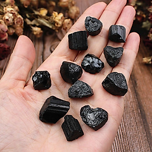 vuUUuv Natural Bulk Selenite Sticks & Black Tourmaline - Healing Crystals，Reiki， Cleansing Energy，Radiation Protection，Protection Grids (24 pcs)