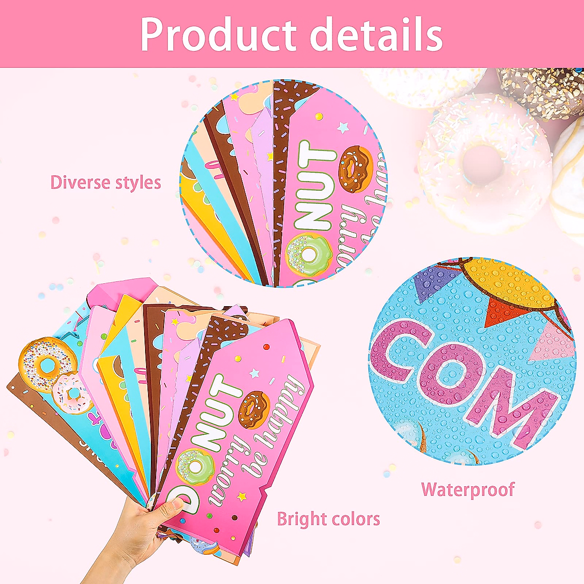 Jetec 20 Pieces Donut Party Directional Signs Donut Welcome Sign Donut Party Yard Sign Outdoor Lawn Decoration for Donut Party Decoration Supplies