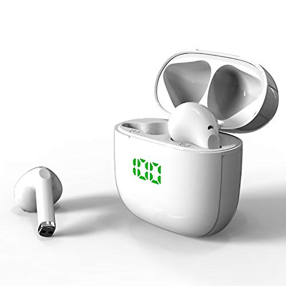 TOP True Wireless Earbuds Bluetooth Headphones Touch Control with Wireless Charging Case IPX5 Waterproof TWS Stereo Earphones in-Ear Built-in Mic Headset Premium Deep Bass for Sport White