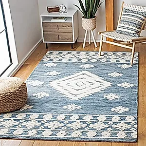 Safavieh Aspen Collection 3' x 5' Navy/Ivory APN550N Handmade Moroccan Boho Tribal Wool Area Rug