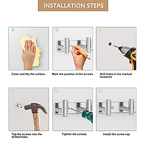 VINHOLD Coat Hooks (Silvery 5 Hooks - 1 Pack)