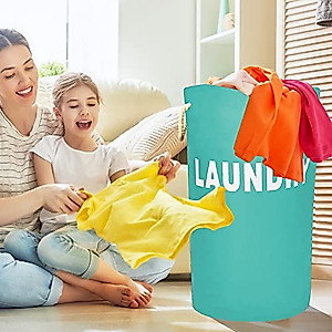 FENGLE 85L Large Laundry Basket (4 Colors), Waterproof Laundry Hamper, Laundry Bag with Padded Handles, Clothes Hamper Stands Up Well, Collapsible Laundry Basket Easy Storage (1 section, green)