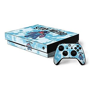 Skinit Decal Gaming Skin Compatible with Xbox One X Console and Controller Bundle - Officially Licensed Disney Stitch Stay Weird Design