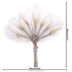 Feather Fan Peacock Bridal Bouquet Ostrich Marabou Handheld Crystal Flapper Accessories for Dance A02 21
