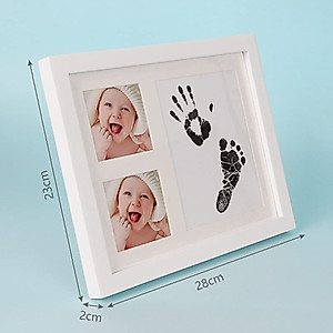 Putybudy Baby Handprint Footprint Keepsake Kit, Baby Keepsake Frames Picture Frame Kit with Ink Pad Baby Shower Gifts Baby Milestone Picture Frames Decor for Infant Boys Girls- White Frame