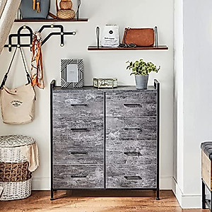 LINSY HOME Dresser with 8 Drawers, Wood Top Dresser for Bedroom, Large Capacity Dressers Organizer Chest of Drawers for Hallway, Nursery
