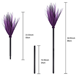 FEPITO 4 Pcs Halloween Witch Broom Wicked Witch Costume Accessories Witch Decorations Broomstick for Halloween Costumes Party