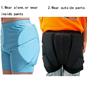 Reomoto Kids Hip Protection Pads Shorts Skiing Skating Snowboard Hip Protection Pads EVA 3D Padded Hip Bone Protection Pants for Teenagers (Black, S)