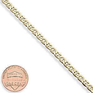 Miabella 18K Gold Over Sterling Silver Italian 3mm, 4mm Solid Diamond-Cut Mariner Link Chain Bracelet for Men Women, Made in Italy (4mm - Length 8 Inches)
