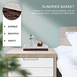 STOBAZA Wicker Storage Baskets, Hand Woven Paper Rope Wicker Baskets, Small Rectangular Wicker Baskets for Organisation, Cube Organiser for Closet/Clothes/Dresser