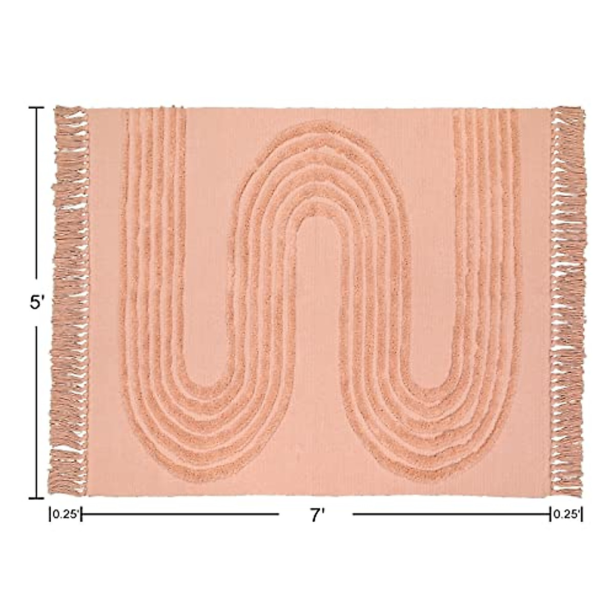 STARUIA Boho Pink Living Room Rug 5'x7' Washable Cotton Bedroom Rug, Woven Linear Tufted Nursery Area Rug with Tassels Accent Farmhouse Carpet for Teen Room Entryway Dorm