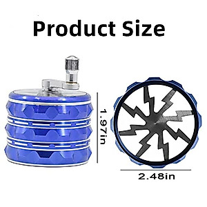 2.5 Inch Hand Crank Grinder, Potable Large Grinder With Clear Top Cover, Best Gift (Blue)