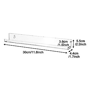 Acrylic Floating Shelves Display Ledge, 6pcs Clear Wall Display Shelf - Invisible Shelf Wall Ledge Bookshelf - Wall Mounted Storage Shelf for Kitchen/Bathroom/Office, Spice Rack