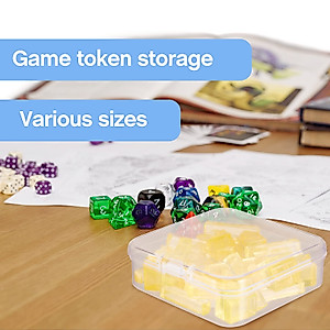 20 Pcs Clear Board Game Tokens Storage Containers Trays, Board Game Storage Containers, Assorted Sizes Storage Boxes Game Components, Plastic Storage Containers with Lids Game Pieces, Dice, Tokens