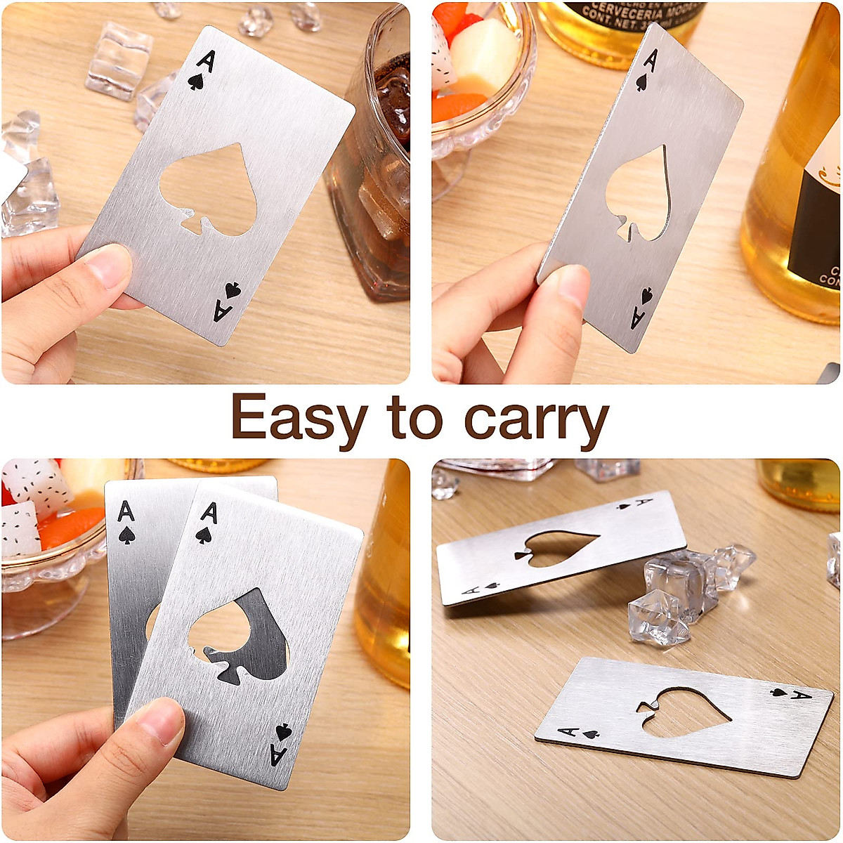 40 Pieces Groomsmen Bottle Opener Poker Bottle Cap Opener Card Bottle Opener Personalized Bottle Opener Stainless Steel Bottle Opener Beer Opener Cap for Wedding Party Bar Family Tools (Silver)