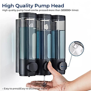 DUTHINGS - Shampoo and Conditioner Dispenser - Shower Dispenser 3 Chamber no Drill - Wall Soap Dispenser Bathroom