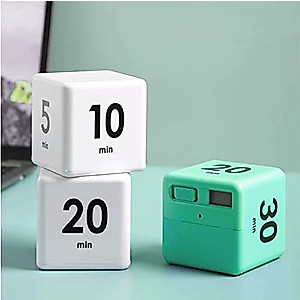 Feilifan Cube Timer, Time Cube Timer Kitchen Timer Kids Timer for ADHD Productivity Workout Flip Timer Classroom for StudyTime Countdown Management Settings 15 20 30 60 Minutes-White