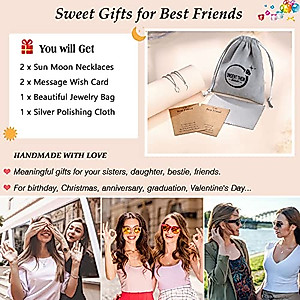UNGENT THEM Best Friend Necklaces for 2, Sun and Moon Matching Friendship BFF Necklace Valentine's Day Christmas Gifts for 2 Teenage Teen Girls Friends Sisters Bestie Women