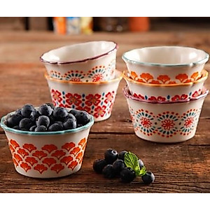 The Pioneer Woman Flea Market Scalloped 7 oz Ramekins, Assorted Designs, Set of 6 (2)