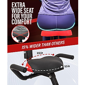 YYFITT 3-In-1 Folding Exercise Bike, Stationary Bikes for Home with Arm Workout Bands, Indoor Fitness Bike with 16 Levels Magnetic Resistance, Full Support Back Pad and Phone Holder, 2-in-1 Bike Frame