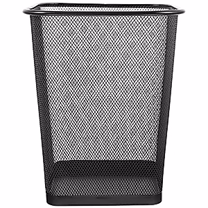 HANABASS Black Mesh Metal Trash Can Square Mesh Wire Wastebasket Vintage Garbage Bin Reusable Bedroom Rubbish Can for Kitchen Farmhouse Home Office