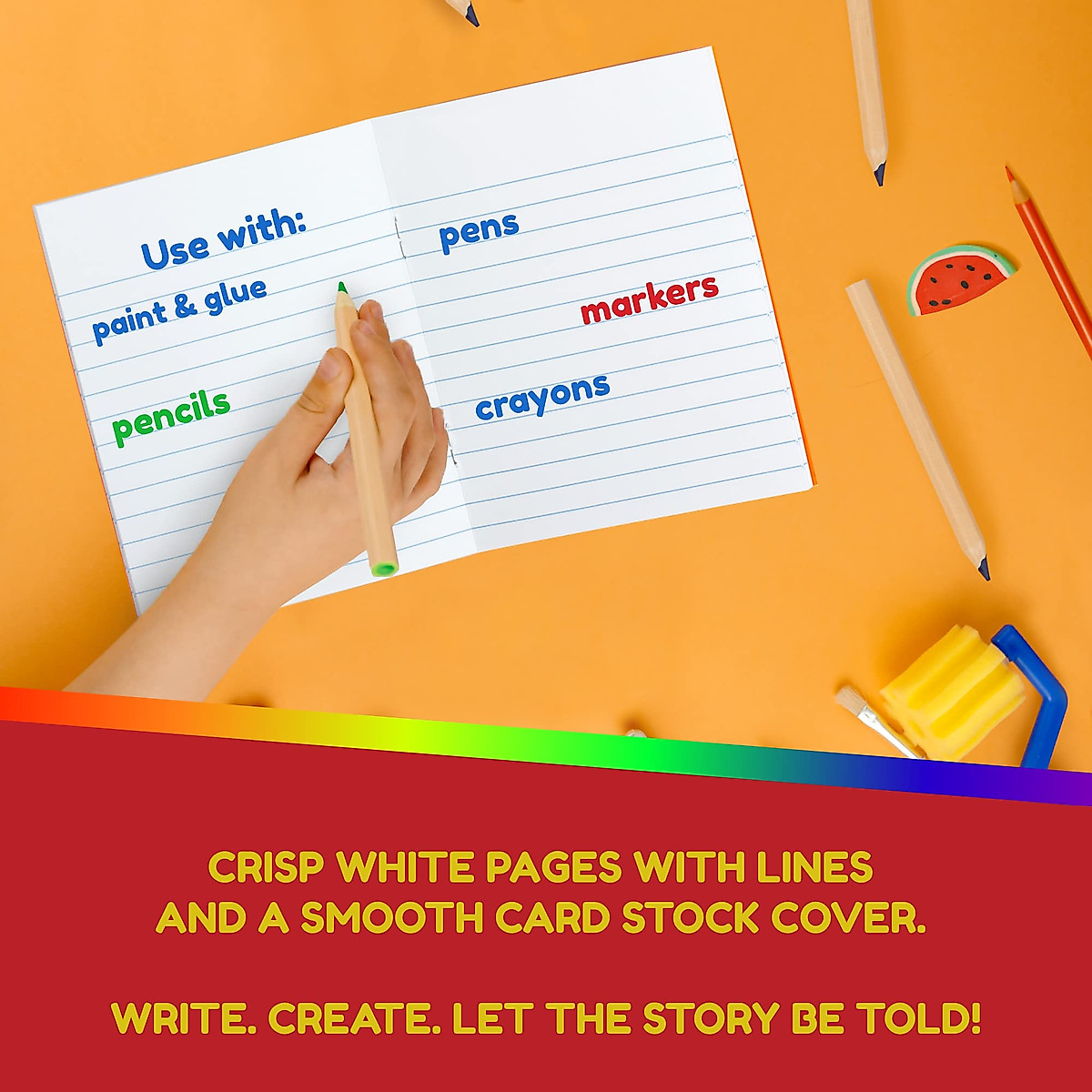 Hygloss Products Colorful Lined Books - Bright, Vibrant Covers - Paperback Books for Journaling, Writing, Arts & Crafts & More - Fun Classroom or Kids Activity - 6 Colors - 5.5 x 8.5” - 6 Books