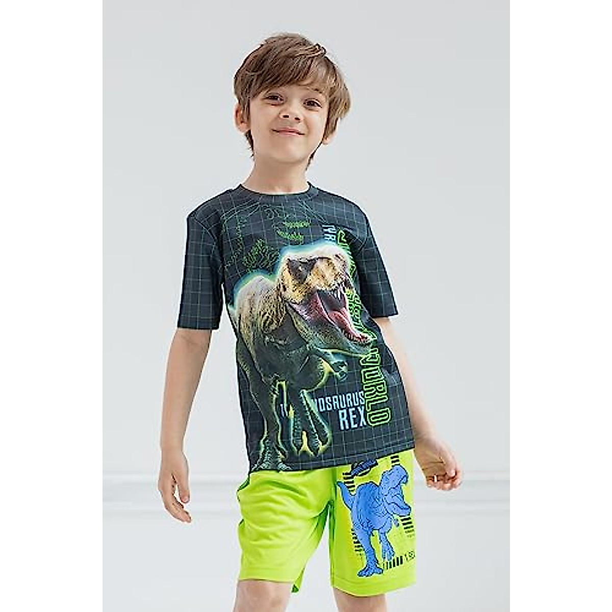 Jurassic World Jurassic Park T-Rex Toddler Boys T-Shirt and Shorts Outfit Set Black/Green 3T