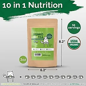 Kenko Matcha Green Tea Powder [USDA Organic] Culinary Grade Matcha Powder for Lattes, Smoothies and Baking [100g Bag = 50 Servings]