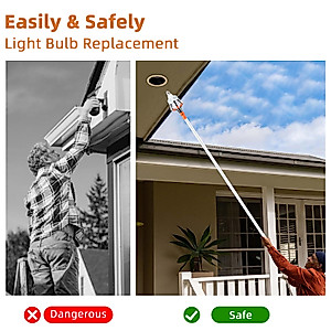REYDELUZ 12FT Light Bulb Changer for High Ceilings and Recessed Lights, Light Bulb Pole Changer for High Ceilings, Light Bulb Changer with Baskets and Suction Cup, Light Bulb Removal Tool