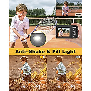 Digital Camera, Lecran Kids Camera FHD 1080P 36.0 Mega Pixels Vlogging Camera with 16X Digital Zoom, LCD Screen, Compact Portable Mini Cameras for Teens, Beginners, Students, Kids (Black)