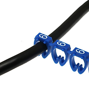 BAIRONG 100pcs 6mm2 Colourful C-Type Marker Number Tag Label for 6-10mm Wire, Cable Markers in A Box for RJ45 Cat6 and Cat5E Cables, RG TV Cables