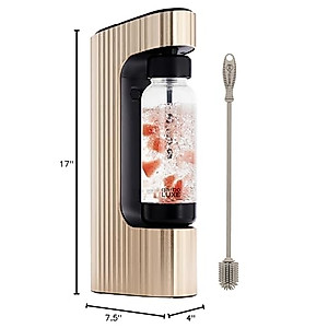 Twenty39 qarbo LUXE Premium Metal Sparkling Water Maker Machine - Soda Beverage Carbonator for Home, Seltzer & Carbonated Beverage Dispenser, Water Carbonation Fizz Maker (Tuscan Gold)