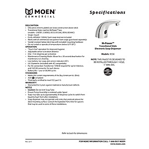 Moen 8558 M-Power Commercial Deck Mounted Touchless Hands-Free Foam Soap Dispenser, Chrome