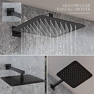 Alesco Shower Faucet Set, Black Shower System with 10-Inch High Pressure Rainfall Shower Head and Handheld Spray, Shower Faucet Include Shower Valve and Trim Kit, Matte Black