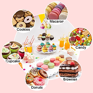 6 Pieces Cupcake Stand Set Cake Stands for Dessert Table Display Cup Cake Tier Stand Set with 3 Piece 3-Tier Cupcake Holder and 3 Pieces Appetizer Trays for Wedding Baby Shower Birthday Tea Party