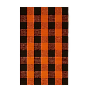 IOHOUZE Cotton Buffalo Plaid Check Rug Outdoor Doormat 27.5 x 43 Inches Washable Woven Outdoor Indoor Welcome Mats for Front Door/Farmhouse/Entryway/Home Entrance Black and Orange Outdoor Rug