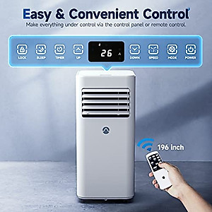 Portable Air Conditioners, 10000 BTU Portable AC for Room up to 450 Sq. Ft., 3-in-1 AC Unit, Dehumidifier & Fan with Digital Display, Remote Control, Window Installation Kit, 24H Timer, Sleep Mode