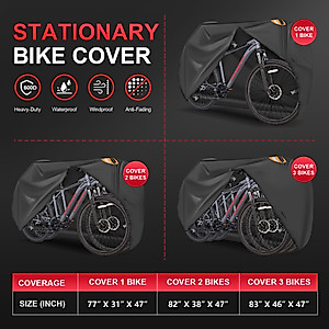 Comnova Bike Cover for 1 Bike - Outdoor Bike Cover for Stationary 1 Bike Waterproof Heavy Duty, 600D Bicycle Covers for Single eBike, Mountain Bike, Road Bike, Hybrid Bike, Beach Cruiser Bike Storage