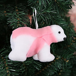 Christmas White Foam Scarf Bear Pendant Christmas Tree Decoration Pendant Scene Layout Mini Cute Plush White Bear Christmas Tree Pendant Home Decoration Christmas Tree Pendant ornaments-195